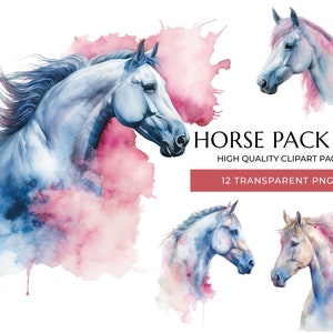 Watercolor Horse Clipart Bundle, 12 High Quality Pngs, Instant Digital ...