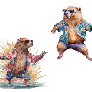 Cool Dancing Beaver Clipart, 18 High Quality Pngs, Funny Watercolor ...