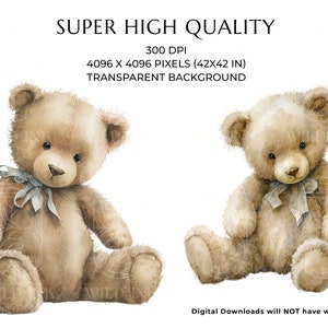 Teddy Bear Clipart: 11 Pngs for Nursery Art (digital Download) - Etsy