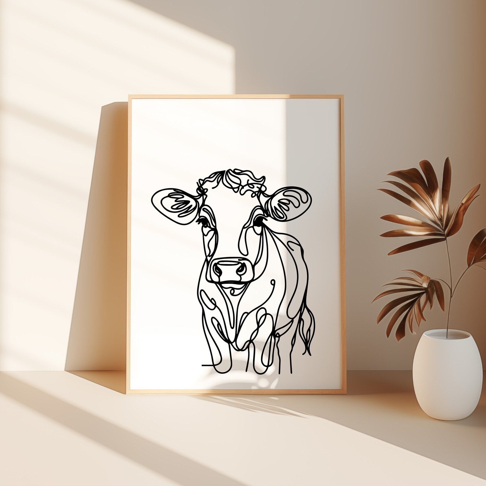 Cow SVG Clipart: Minimalist Line Art, Farmhouse Decor (digital Download ...