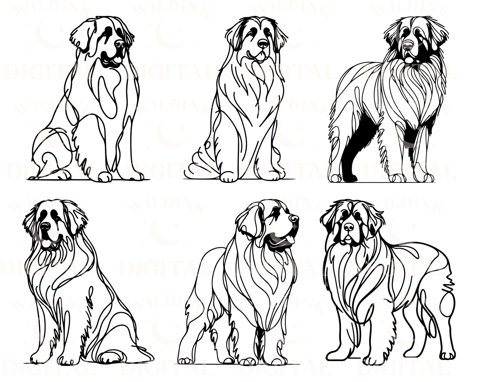 Leonberger Dog Line Art: Minimalist SVG PNG Clipart (digital Download ...