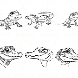 Alligator SVG Clipart, Minimalist Line Art, Logo Animal Vector, Modern ...