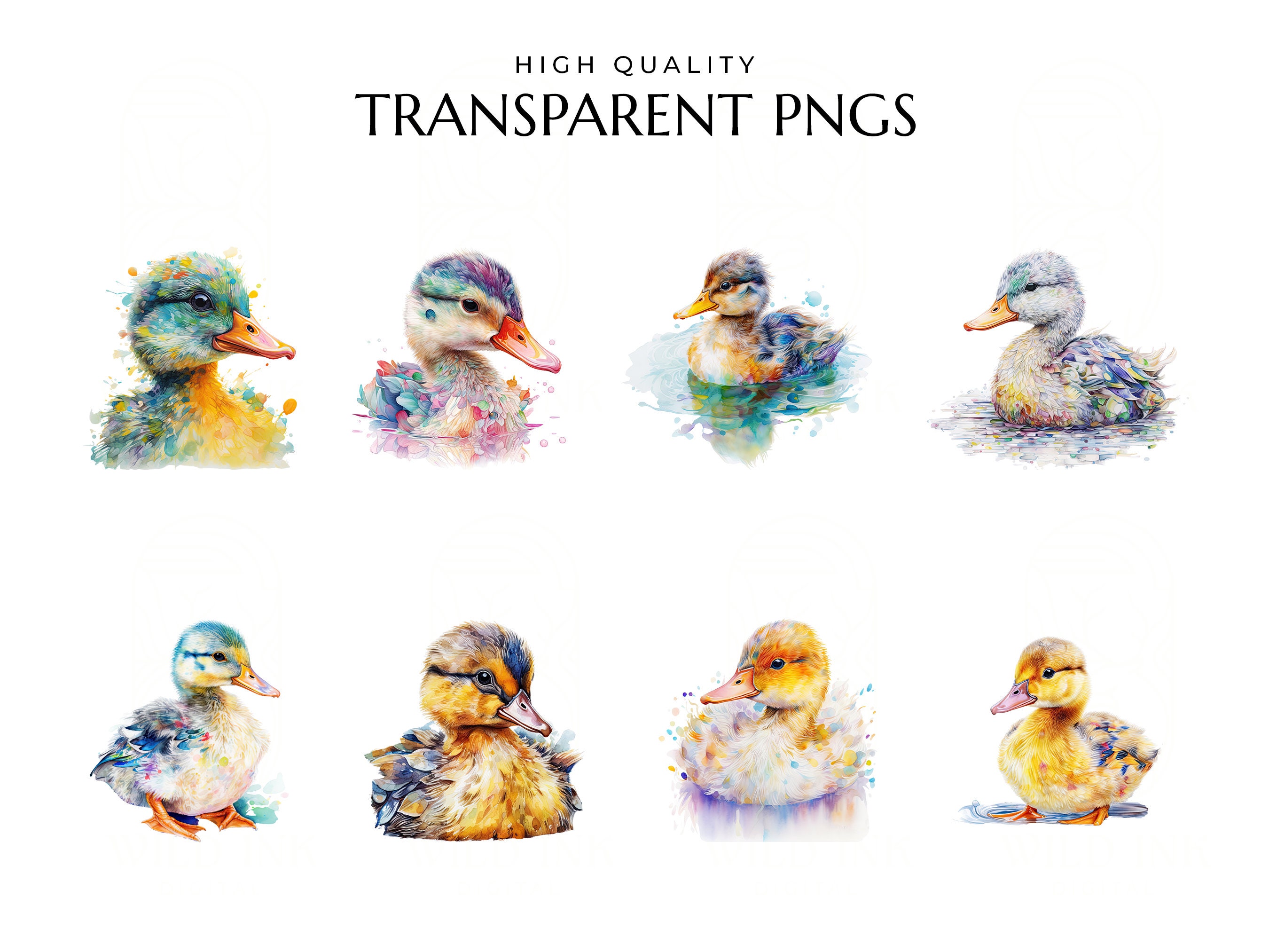 Baby Duck Watercolor Clipart 8 Pngs Nursery Decor Farm Theme - Etsy