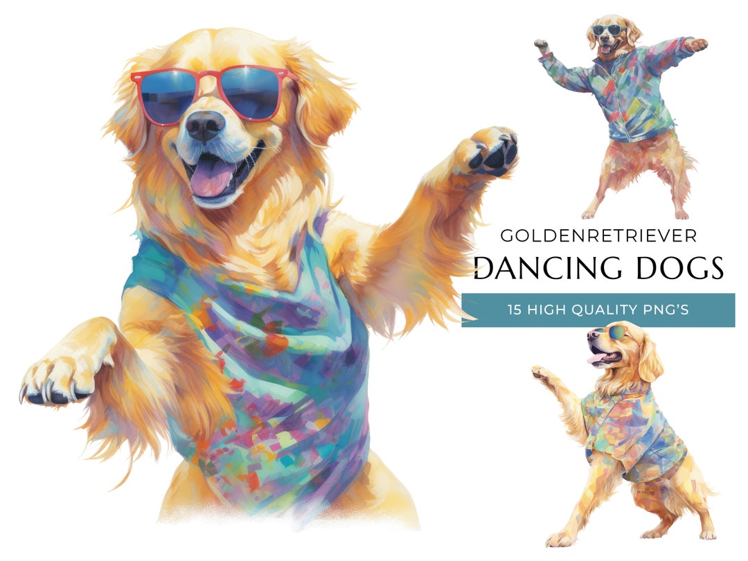 Cool Dancing Golden Retriever Clipart, 15 High Quality PNG, Funny ...