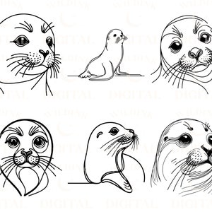 Seal Line Art SVG Clipart: Minimalist Tattoo Design (digital Download ...