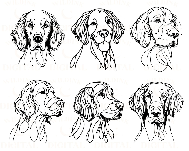 Irish Setter Line Art: Minimalist Dog SVG PNG Clipart (digital Download ...