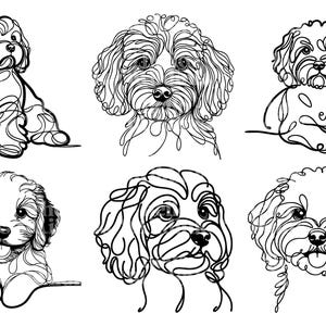 Cavapoo Line Art SVG & PNG Clipart Bundle: Minimalist Dog Tattoo Design ...