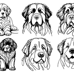 Newfoundland Dog Line Art Bundle: Minimalist SVG PNG Clipart (digital ...