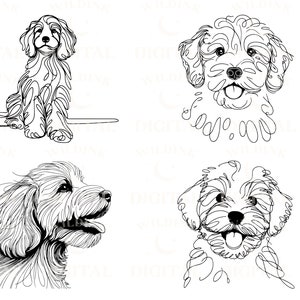 Cockapoo Line Art Clipart Bundle: Minimalist Dog Vector (digital ...