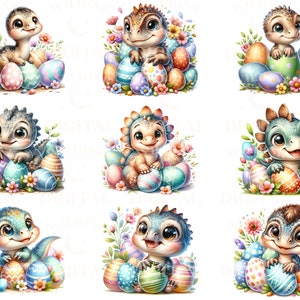 Easter Dinosaurs Clipart Bundle 35 High Quality PNG & JPEG, Watercolor ...
