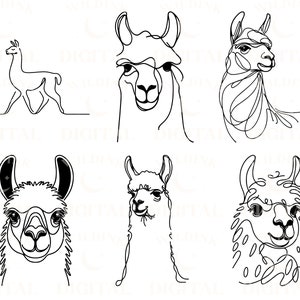 Llama Line Art SVG Clipart: Minimalist Animal Vector (digital Download ...