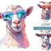 Watercolor Sheep Clipart With Sunglasses, 13 High-quality PNG & JPEG ...