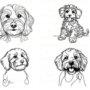 Cockapoo SVG & PNG Clipart Bundle: Digital Line Art, Minimalist Vector ...