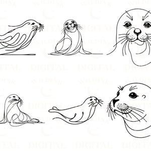 Seal Line Art SVG Clipart: Minimalist Tattoo Design (digital Download ...