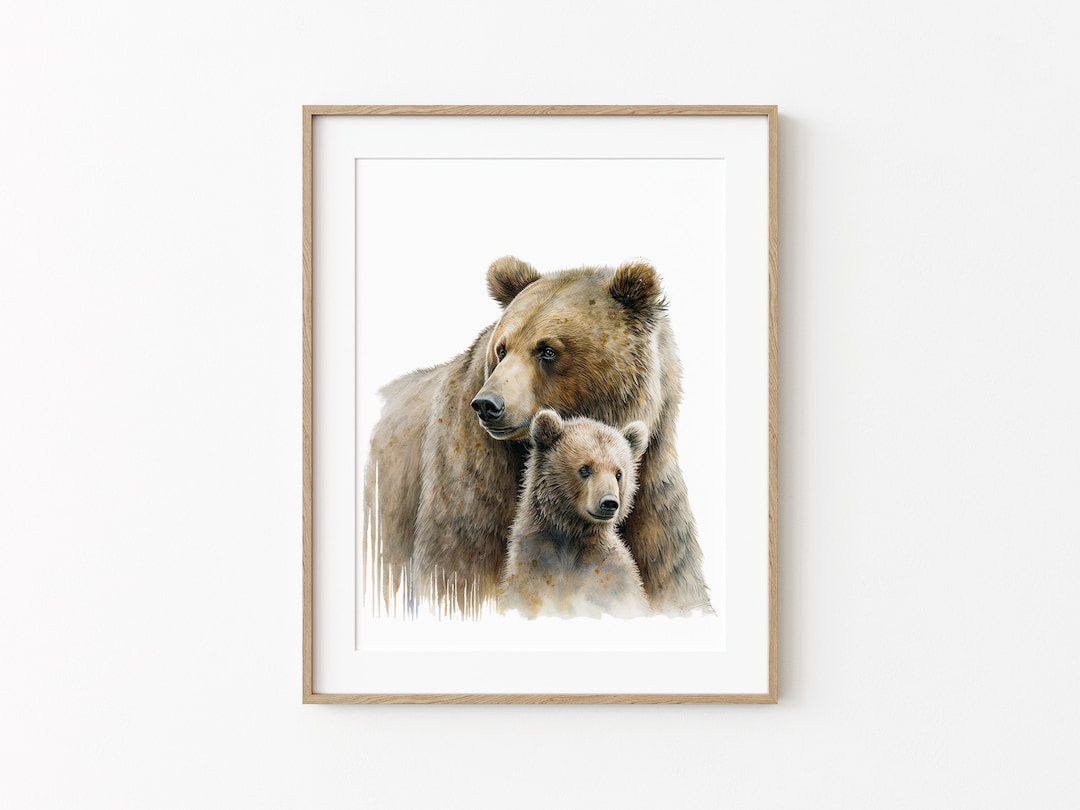 Mom and Baby Bear Clipart, 10 High Quality Pngs, Watercolor Cute Mama ...