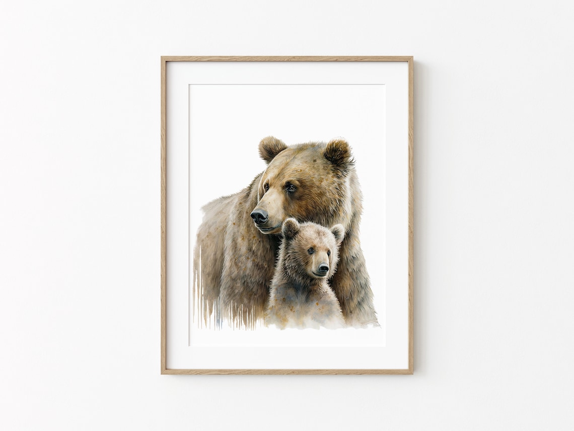 Mom and Baby Bear Clipart 10 High Quality Pngs Watercolor - Etsy