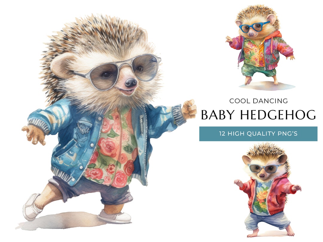 Dancing Hedgehog Clipart, Watercolor PNG Prints (digital Download) - Etsy