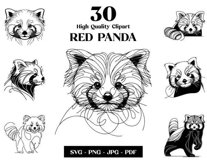 Cute Red Panda SVG File for Cricut, Printable Red Panda PNG Clipart ...
