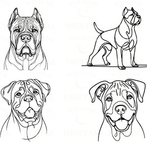 Cane Corso SVG & PNG Clipart Bundle: Digital Line Art, Minimalist ...