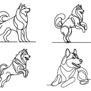 Siberian Husky Line Art: Minimalist Dog SVG PNG Clipart (digital ...