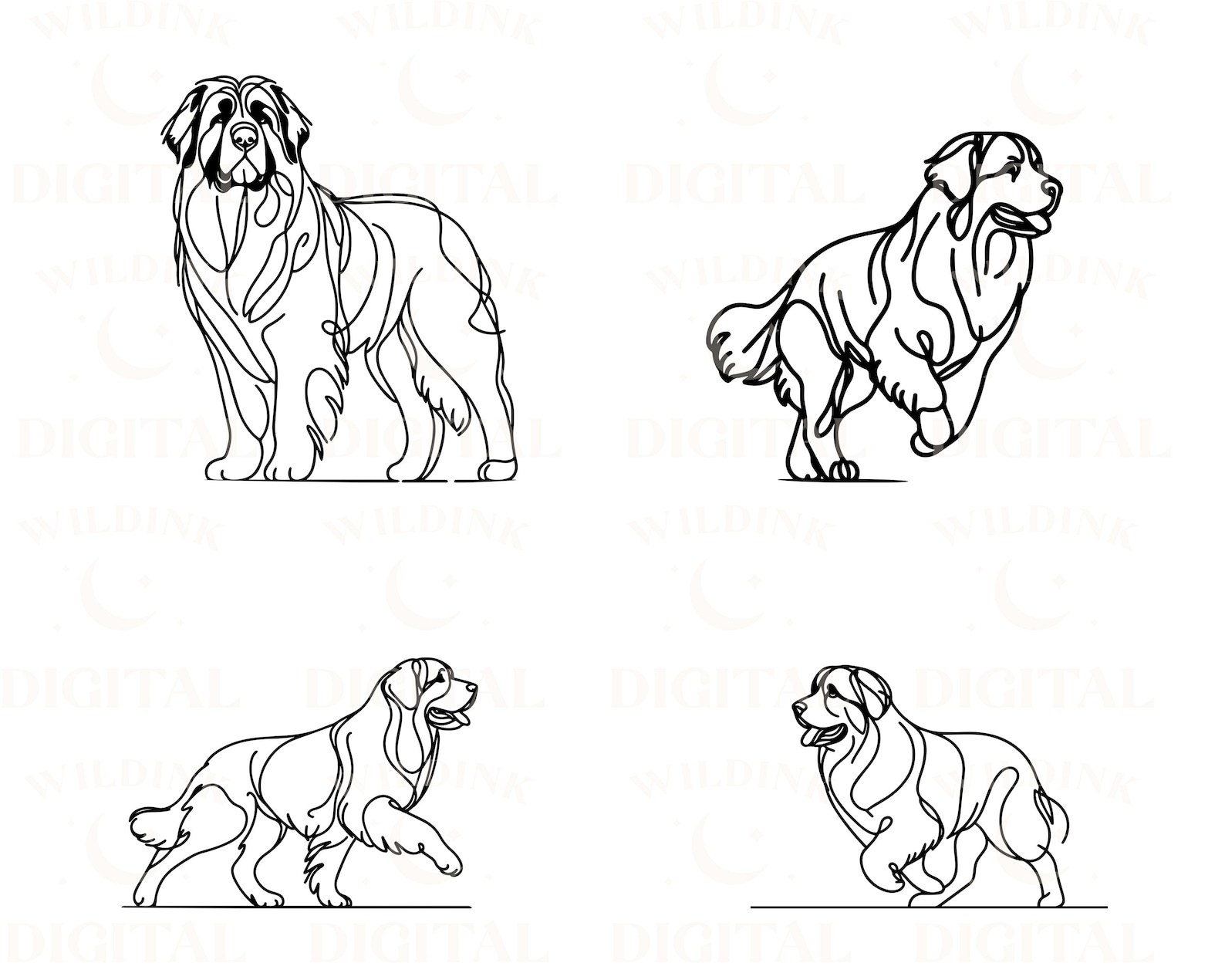 Leonberger Dog Line Art: Minimalist SVG PNG Clipart (digital Download ...