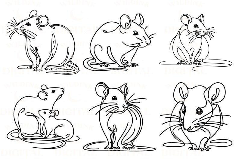 Rat SVG Clipart: 35 Rodent Line Art Designs (digital Download) - Etsy