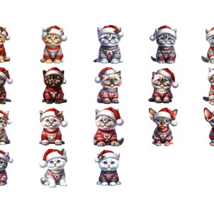 Watercolor Christmas Cats Clipart Bundle, 68 Cute Kittens PNG & JPEG ...