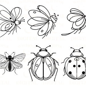 Ladybug SVG Clipart, Lady Beetle Minimalist Line Art, Logo Animal ...