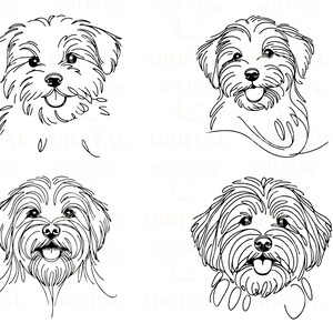 Havanese Line Art Clipart Bundle: Minimalist Dog Vector (digital ...