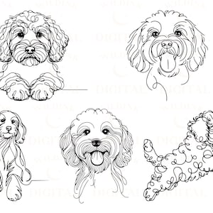 Cockapoo Line Art Clipart Bundle: Minimalist Dog Vector (digital ...