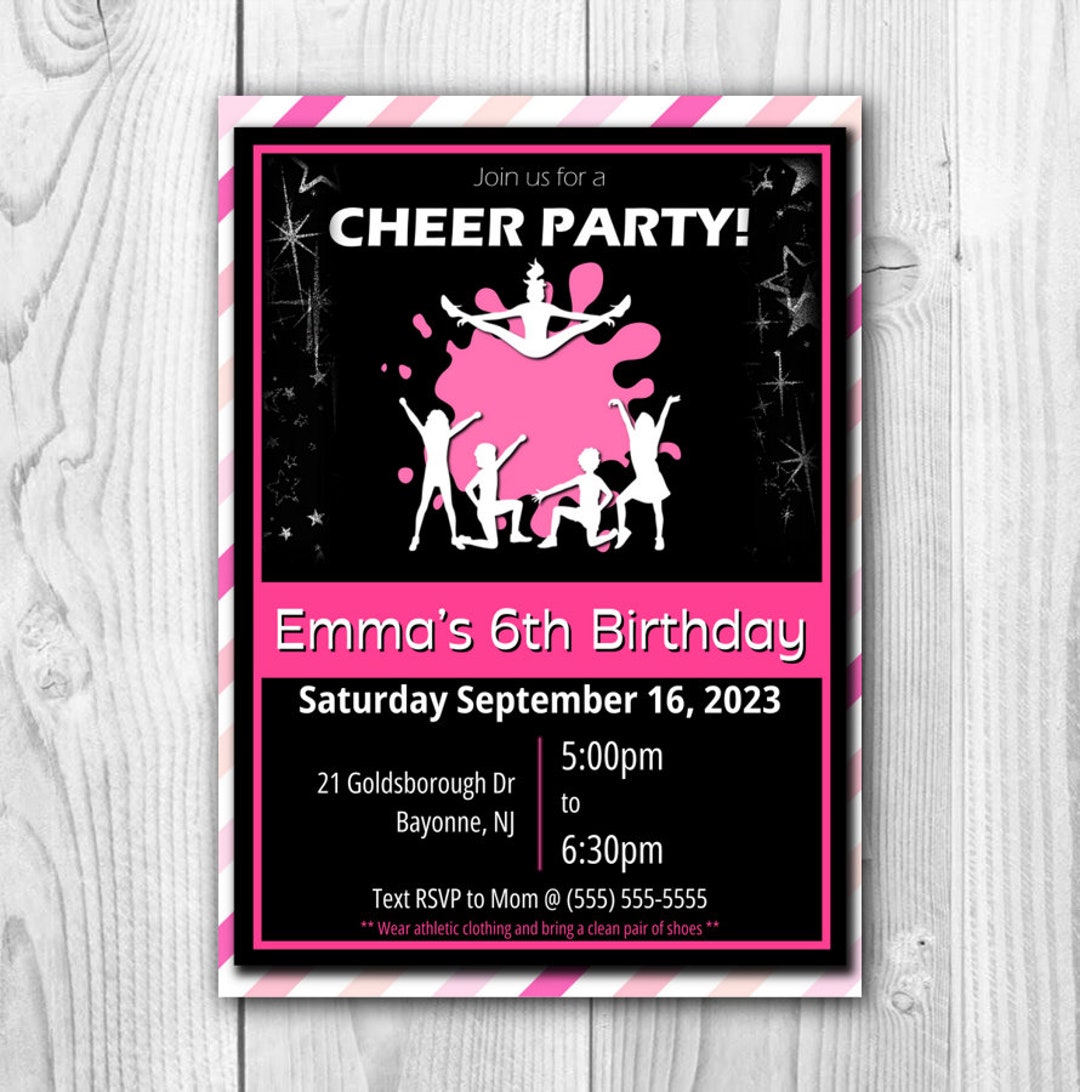 Cheer Birthday Invitation, Cheerleading Birthday, Cheer Squad Birthday ...