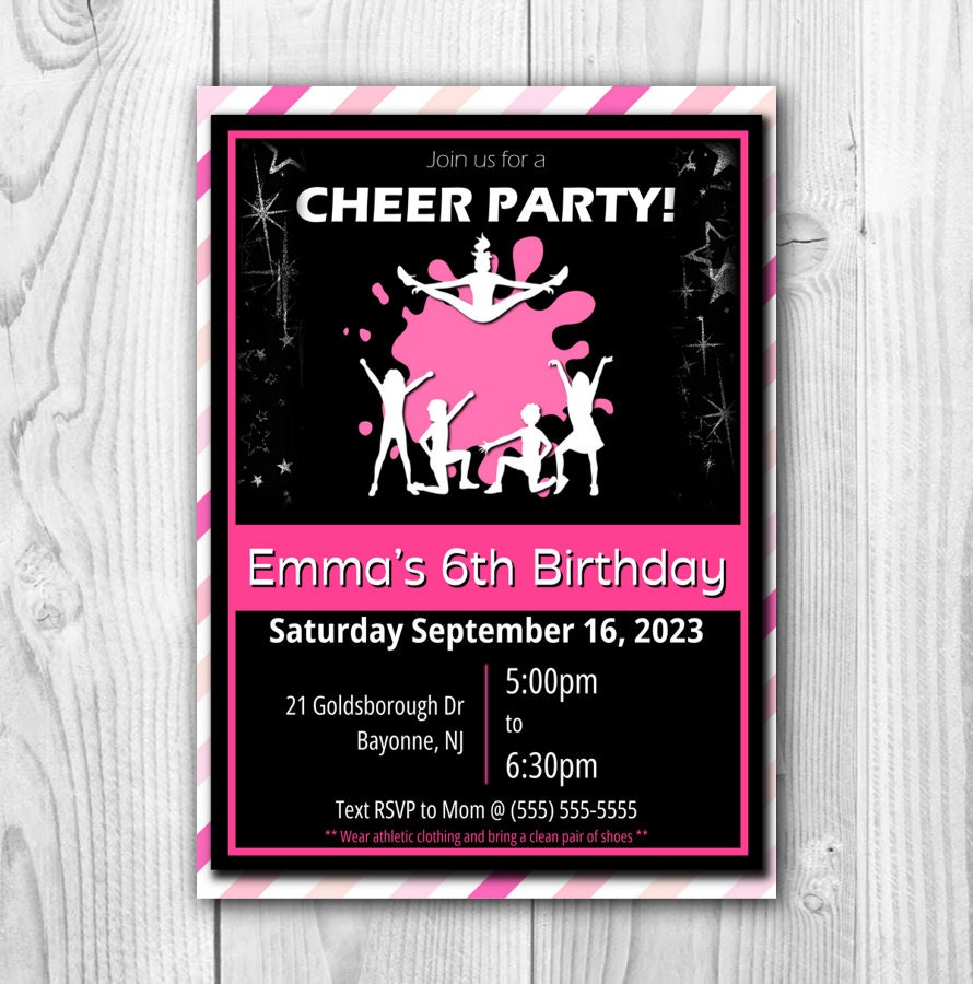 Cheer Birthday Invitation, Cheerleading Birthday, Cheer Squad Birthday ...