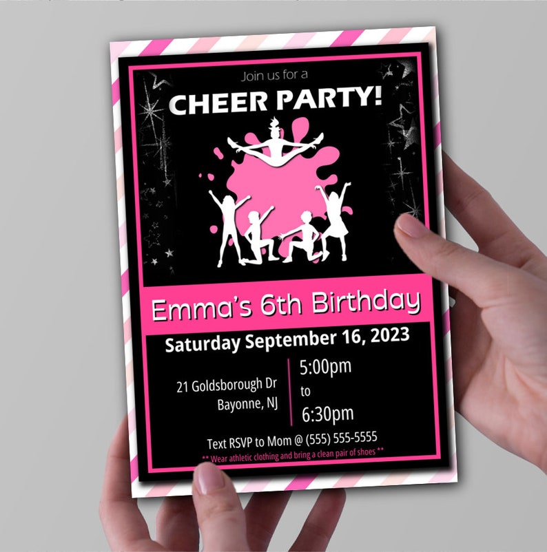 Cheer Birthday Invitation, Cheerleading Birthday, Cheer Squad Birthday ...