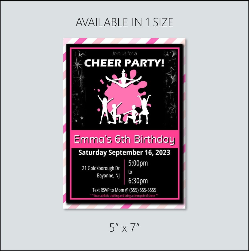 Cheer Birthday Invitation, Cheerleading Birthday, Cheer Squad Birthday ...