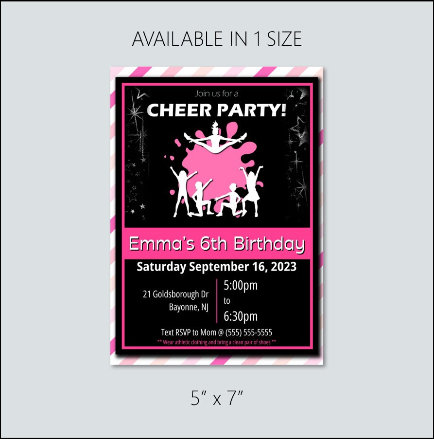 Cheer Birthday Invitation, Cheerleading Birthday, Cheer Squad Birthday ...