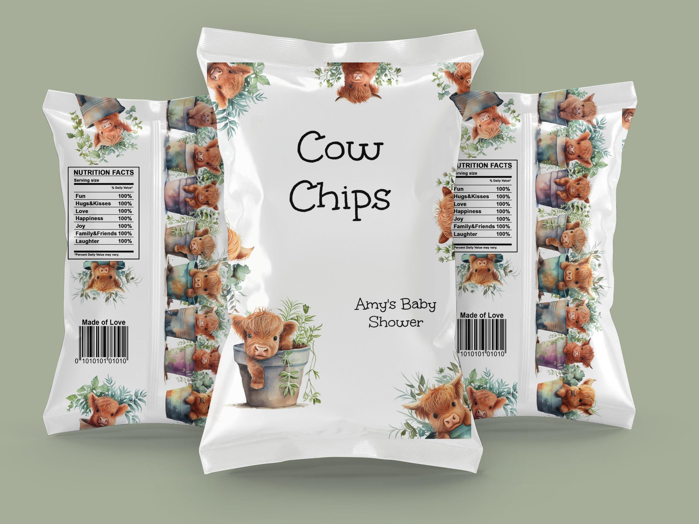 Highland Cow Chip Bag Wrapper, Editable Highlander Cow Crisps Label ...