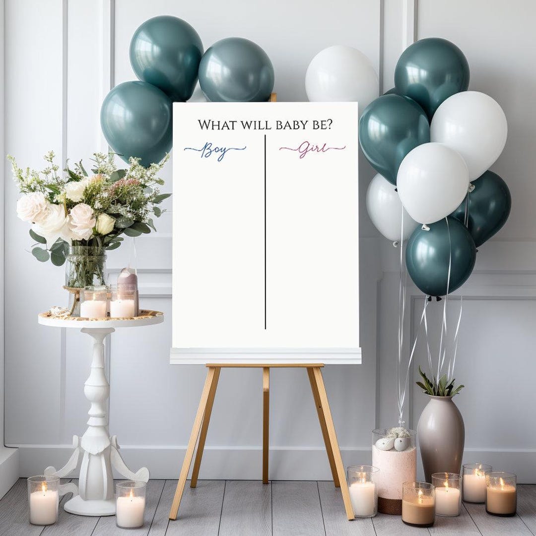 Boy or Girl Gender Reveal Sign, Guess the Gender Easel Sign Template ...