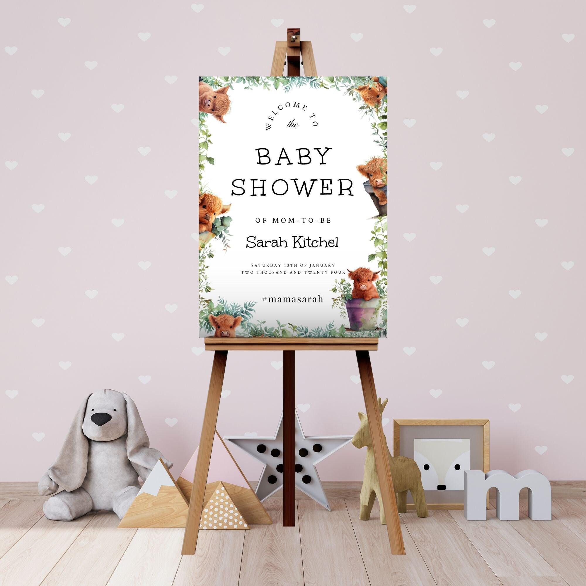 Highland Cow Baby Shower Welcome Sign, Highlander Cow Editable Template ...