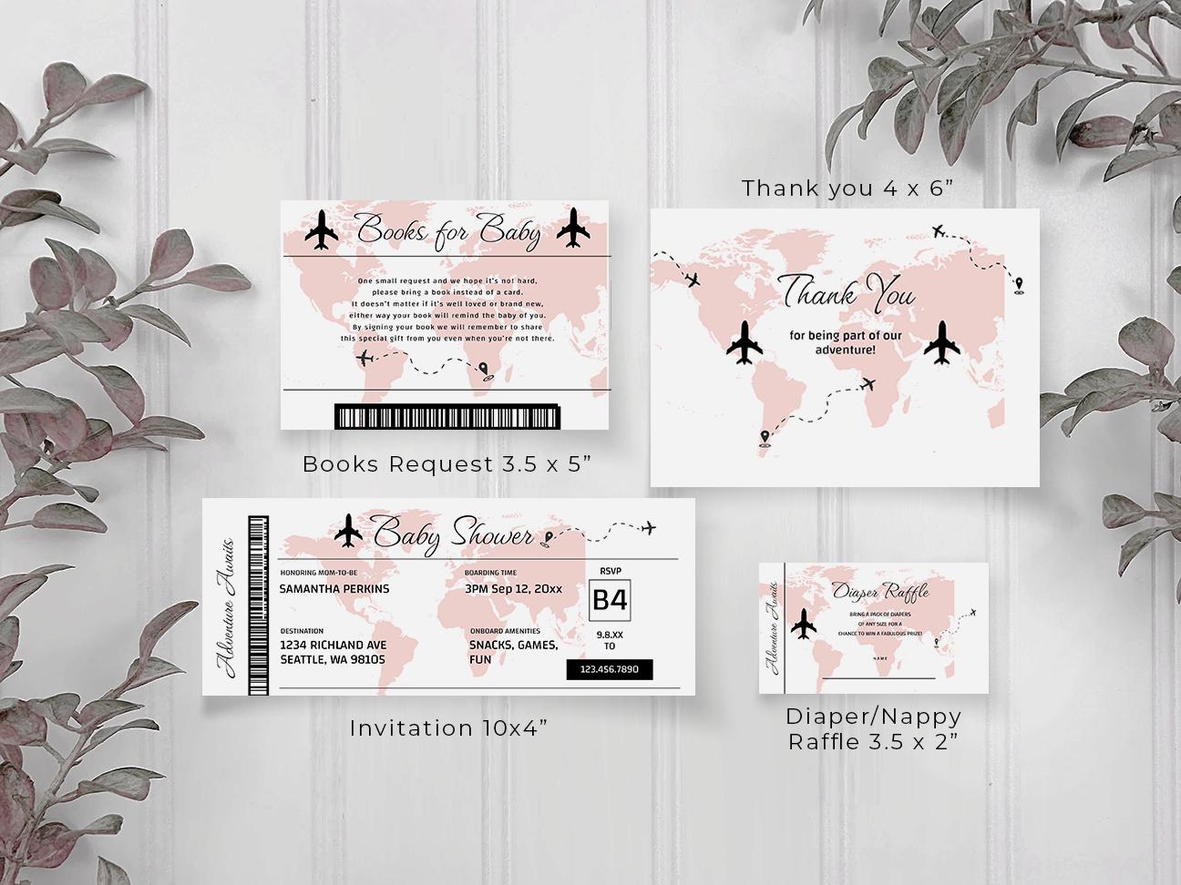 Boarding Pass Template Baby Shower Invitation Bundle, Airplane Ticket ...