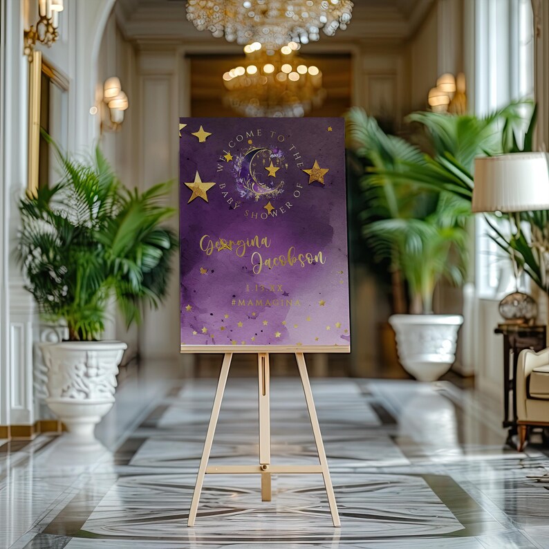 Baby Shower Welcome Sign, Over the Moon Baby Shower Decor, Twinkle ...