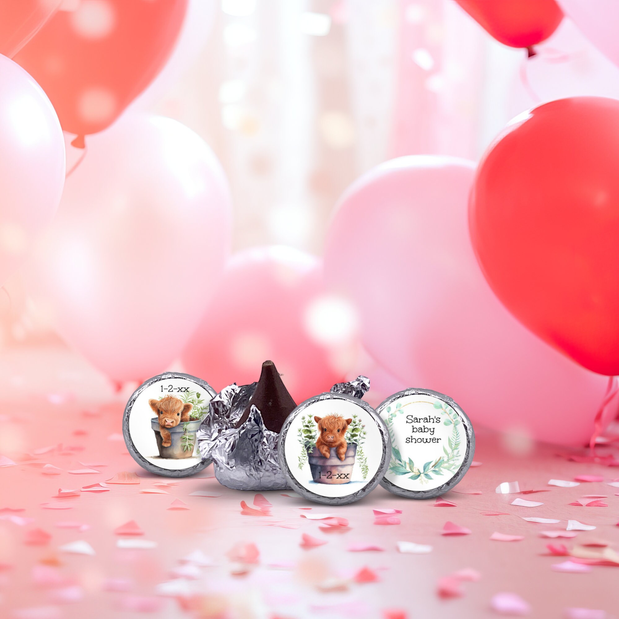 Highland Cow Baby Shower Hershey Kiss Template, Editable Highlander Cow ...