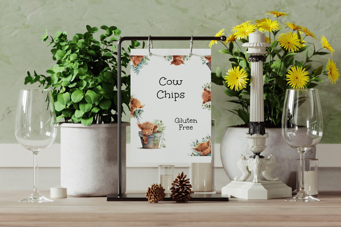 Highland Cow Funny Foods Baby Shower Sign, Cute Highlander Cow Editable ...