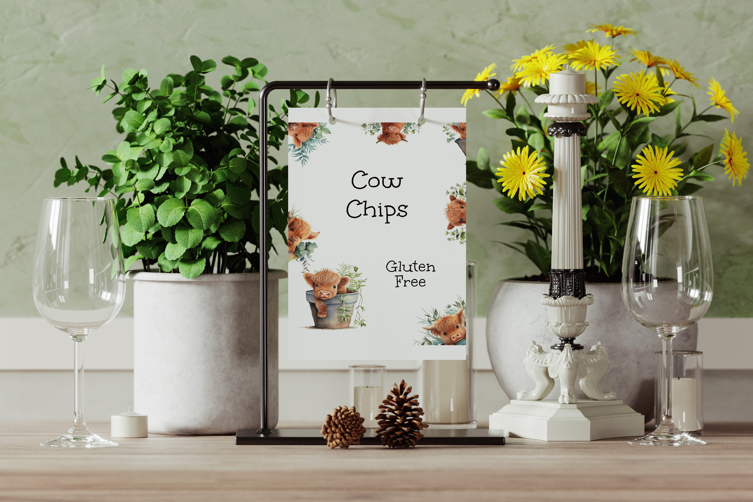 Highland Cow Funny Foods Baby Shower Sign, Cute Highlander Cow Editable ...