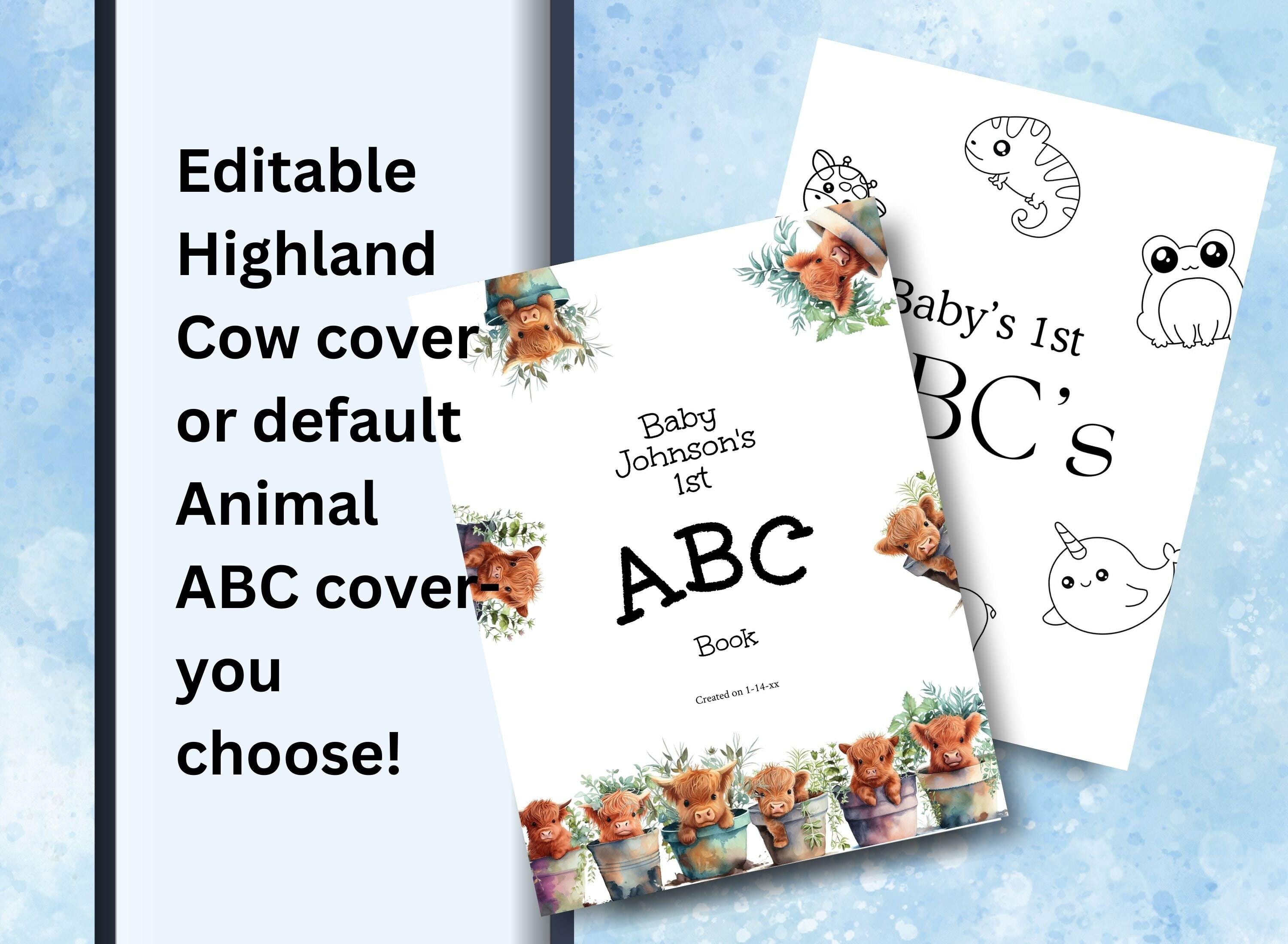 Highland Cow Baby Shower Abc Coloring Book | Baby's First Alphabet Book ...