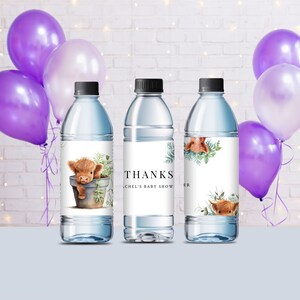 Water Bottle Labels Highland Cow Baby Shower Template Funny Printable ...