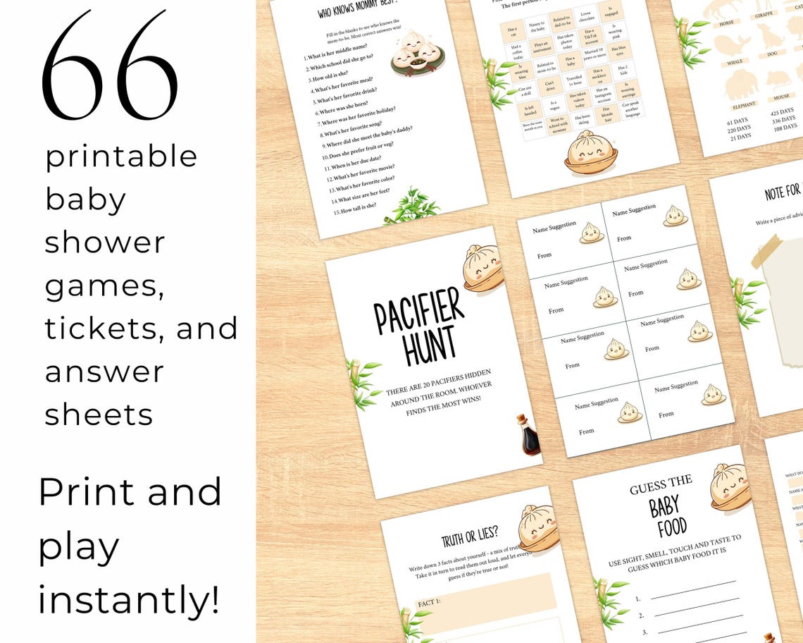 Dumpling Baby Shower Games Collection, Little Dumpling Activities ...