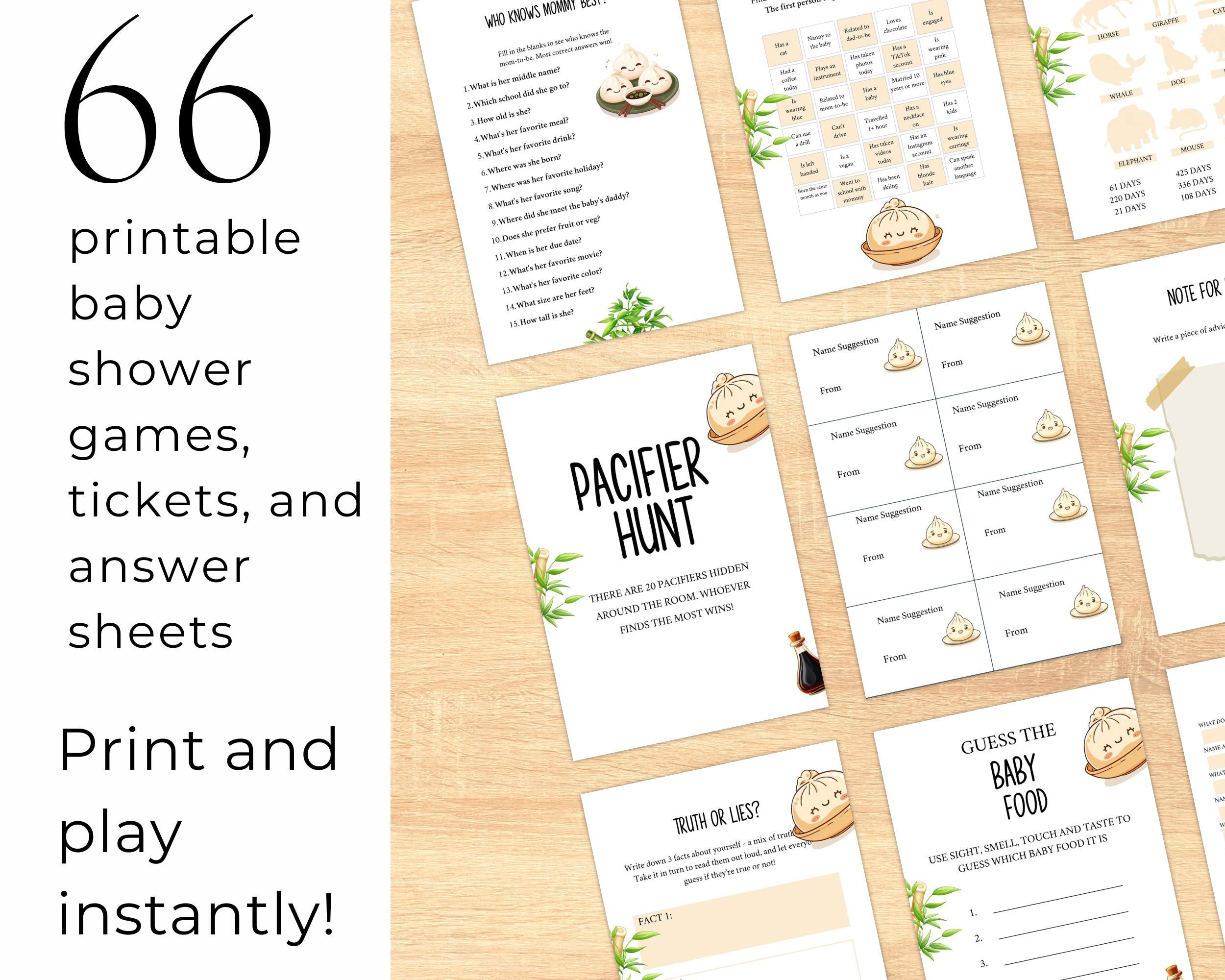 Dumpling Baby Shower Games Collection, Little Dumpling Activities ...