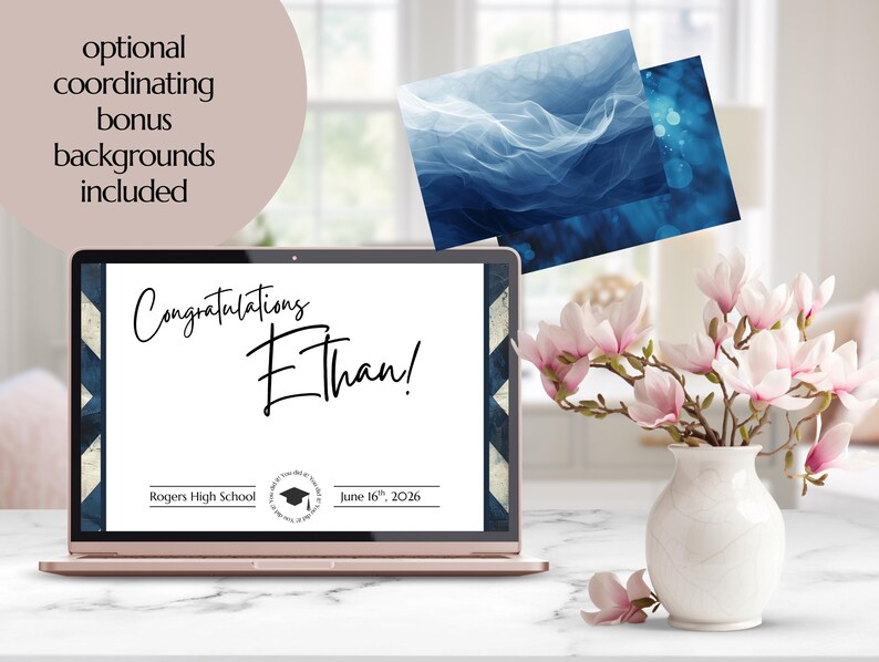 Digital Graduation Placemat Template, Editable Blue Table Decor, Class ...