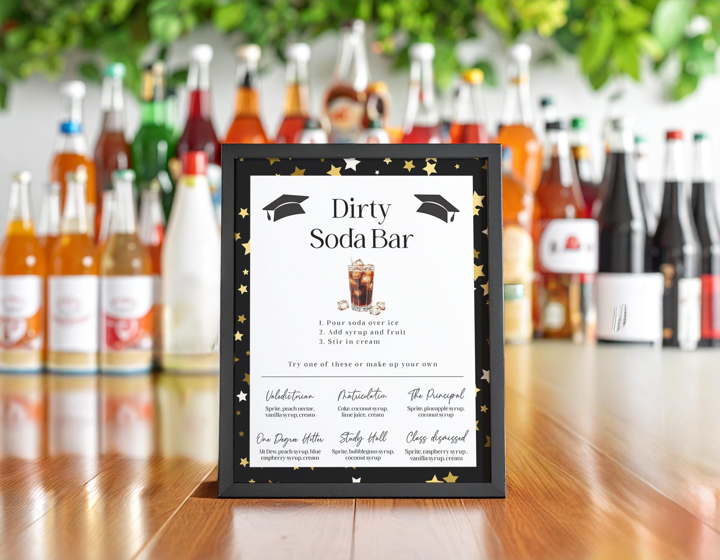 Dirty Soda Bar Menu Graduation, Editable Custom Soda Sign Template ...