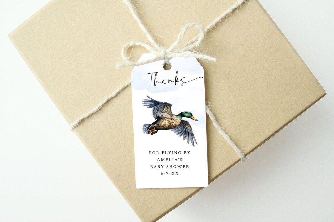 Mallard Duck Favor Tags, Duck Hunting Thanks Tag, Editable Gift Tag ...